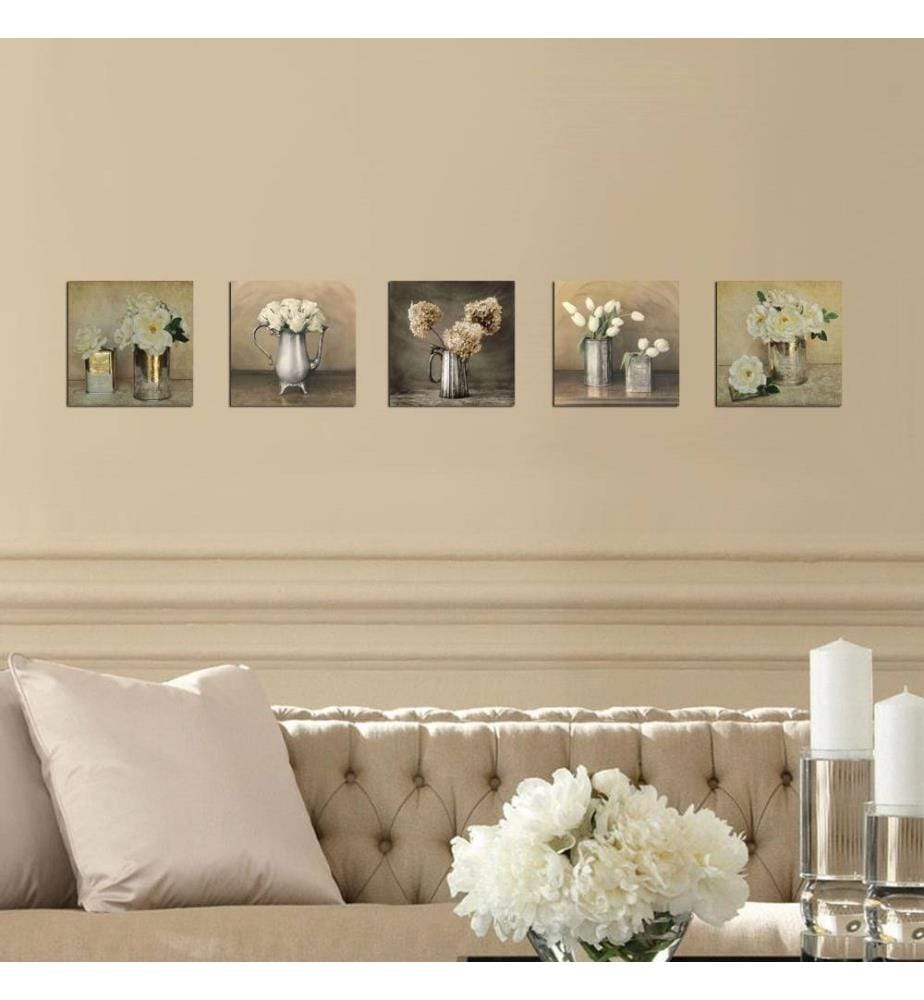 Wallxpert Decorative MDF Painting, 5 Pieces, Whi… | DeinDeal