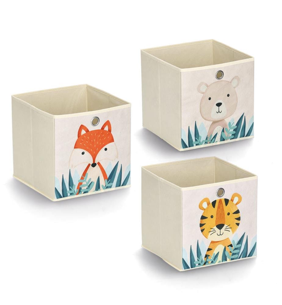 Zeller Tiger Storage Box, Fleece - Beige | DeinDeal
