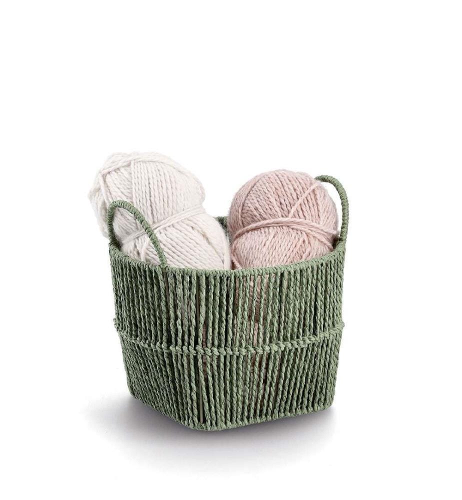 Zeller Braided Paper Storage Basket, Sage - Green | DeinDeal
