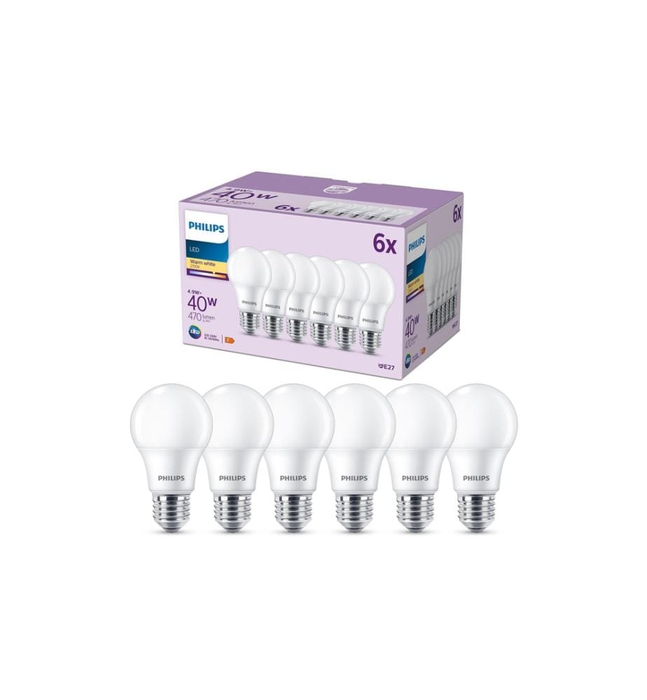 PHILIPS - Lampe LED 40W A60 E27 WW FR ND 6CT/6 E… | DeinDeal