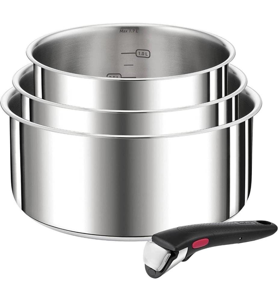 Tefal Set of 4 space-saving stacking pans in hig… | DeinDeal