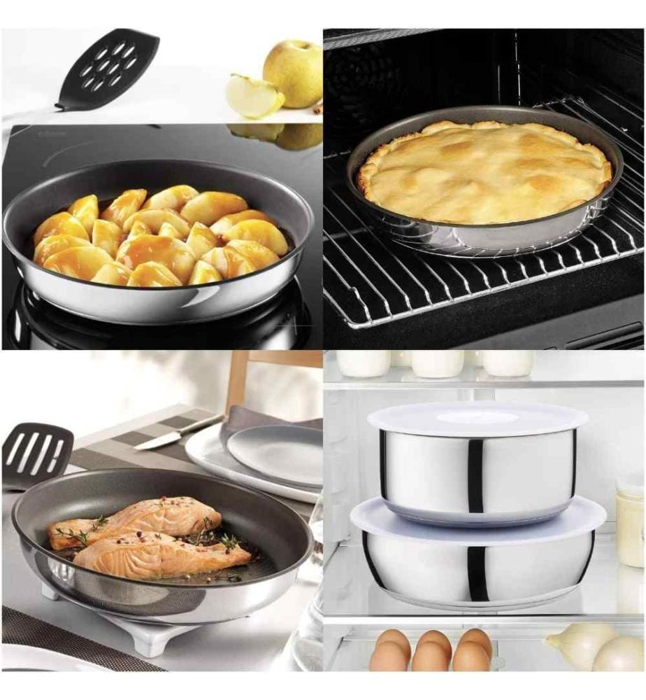 Tefal Set of 4 space-saving stacking pans in hig… | DeinDeal