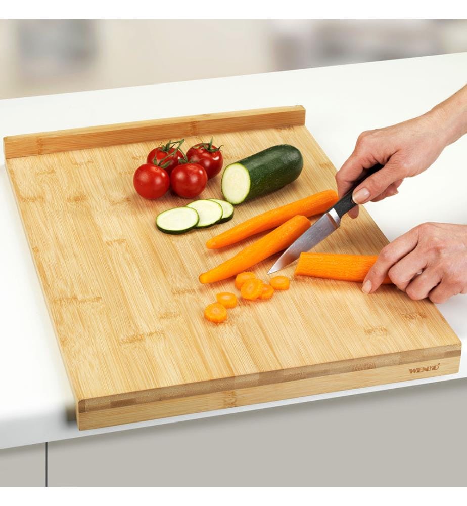 Wenko Cutting board with guide edge, bamboo | DeinDeal