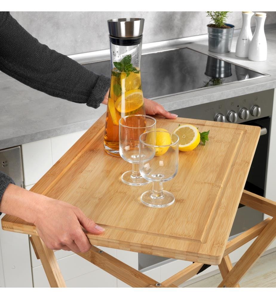 Wenko Lugo bamboo folding table with cutting boa… | DeinDeal