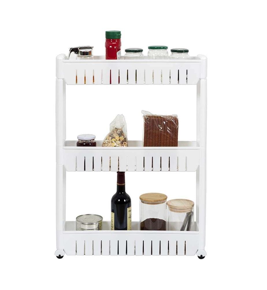 3-Level Rolling Shelf - White | DeinDeal
