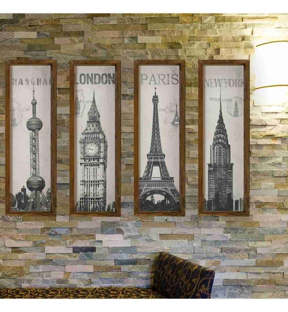 Wallity Decorative Framed MDF Painting, 4 Pieces… | DeinDeal
