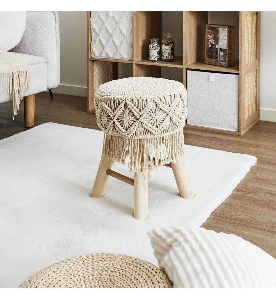 Hocker 32 x 42 x 32 cm - Beige & Braun | DeinDeal