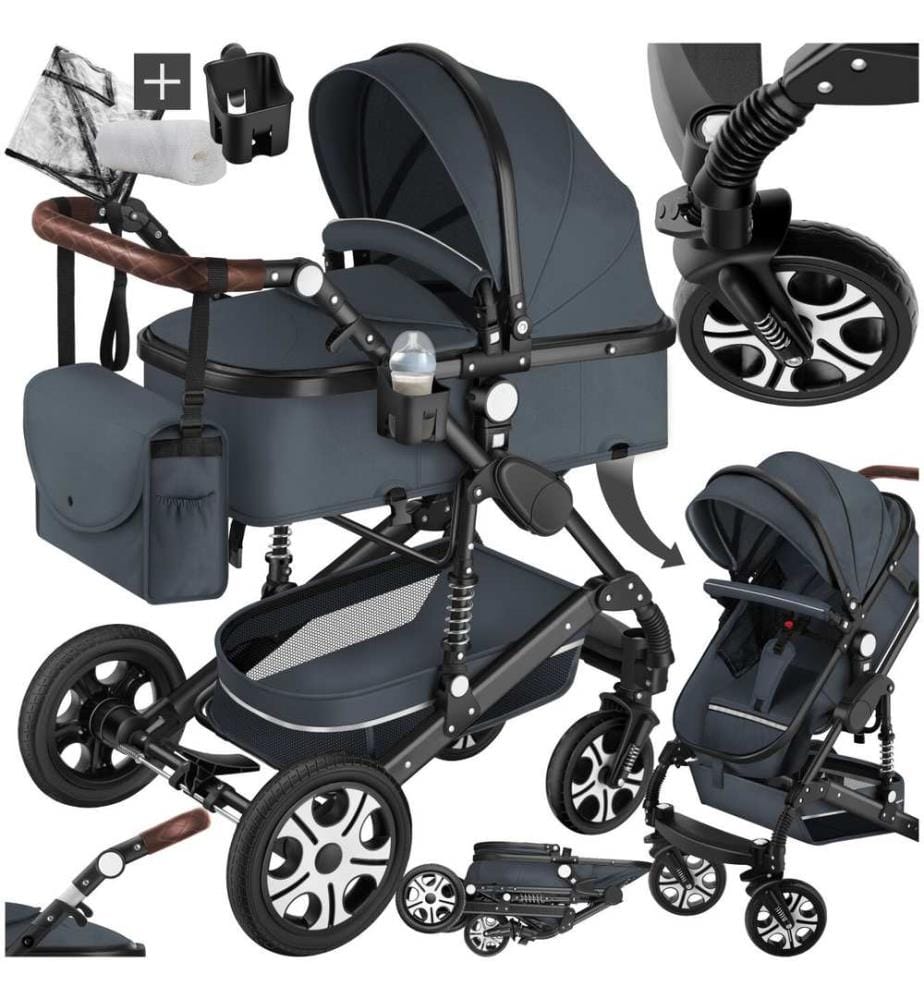 Pram - foldable, 5-point harness, safety bar and… | DeinDeal
