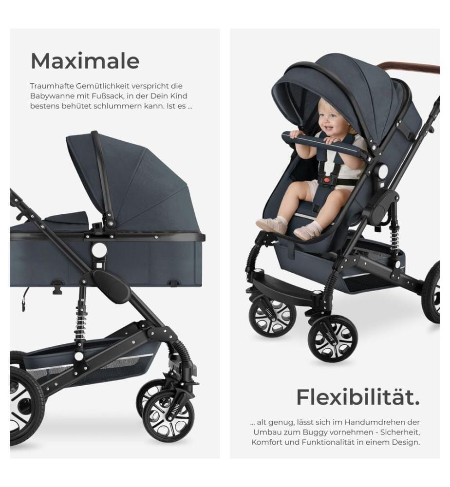 Pram - foldable, 5-point harness, safety bar and… | DeinDeal