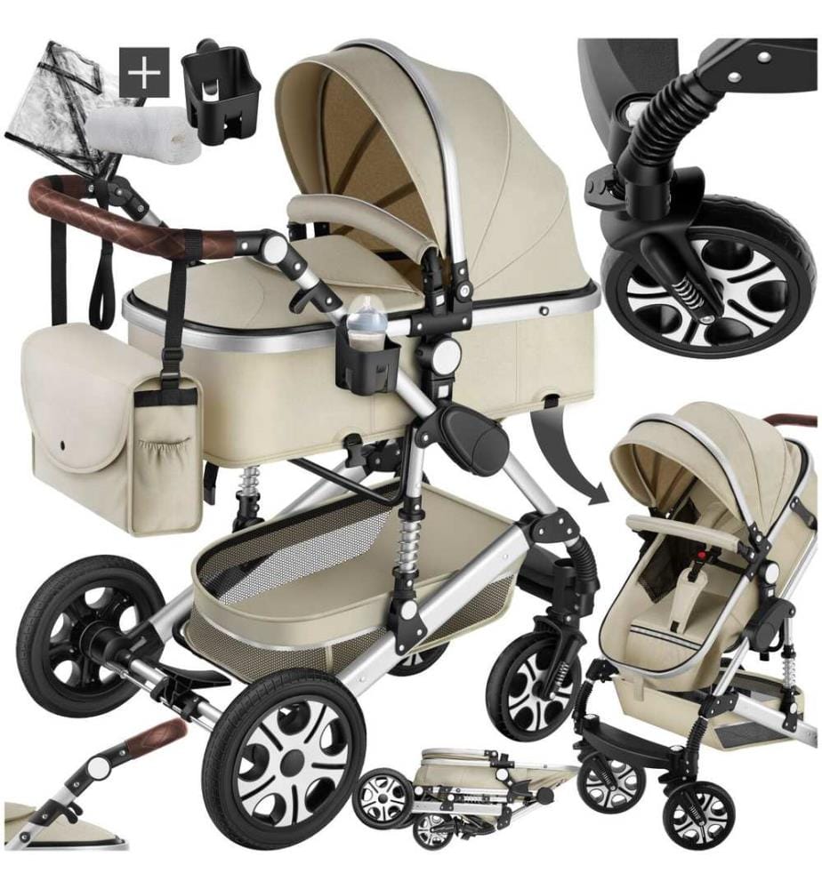 Pram - foldable, 5-point harness, safety bar and… | DeinDeal