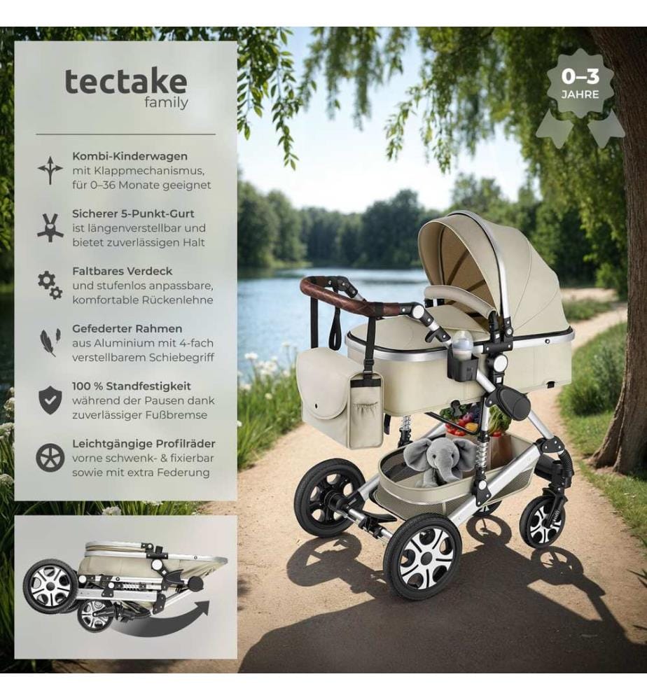 Pram - foldable, 5-point harness, safety bar and… | DeinDeal