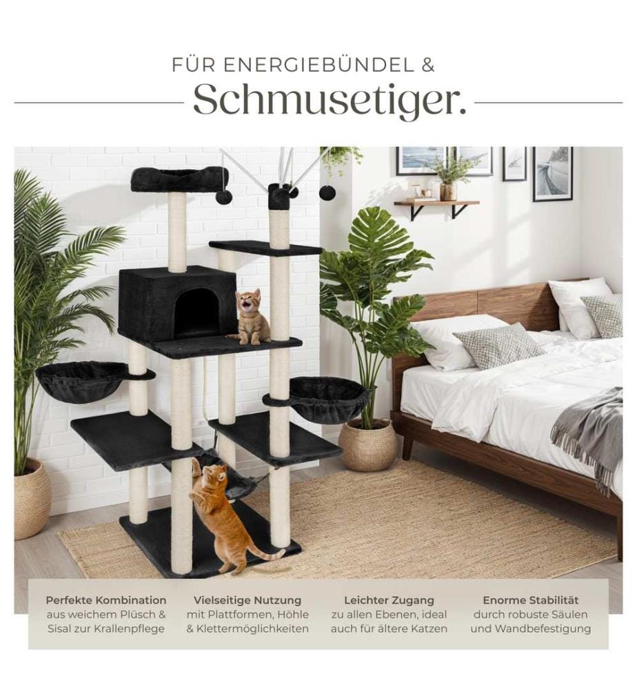 Kratzbaum Lilou 165 cm - schwarz | DeinDeal