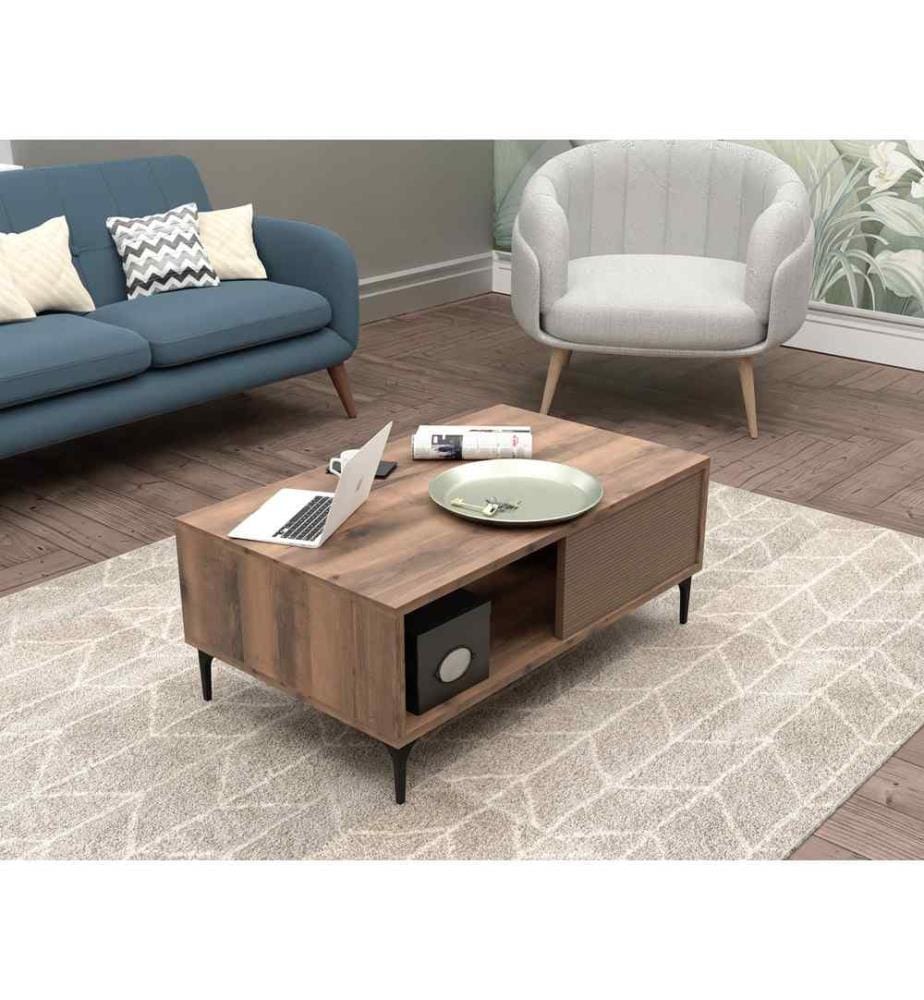 Coffee Table, Walnut, Melamine Coated Chipboard … | DeinDeal