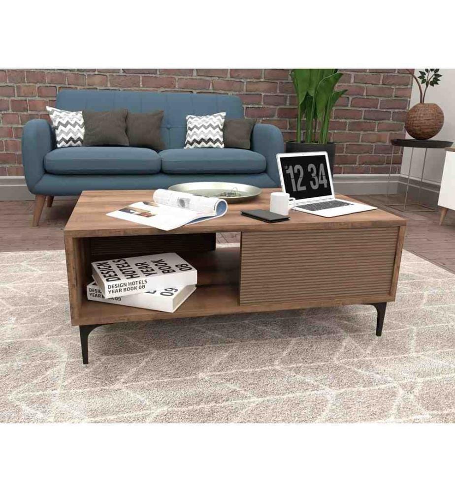 Coffee Table, Walnut, Melamine Coated Chipboard … | DeinDeal