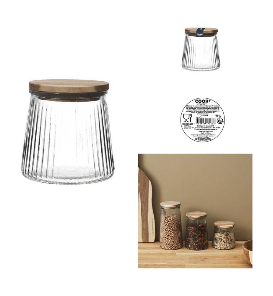 Jar 65cl Acacia Top Glass - Transparent | DeinDeal