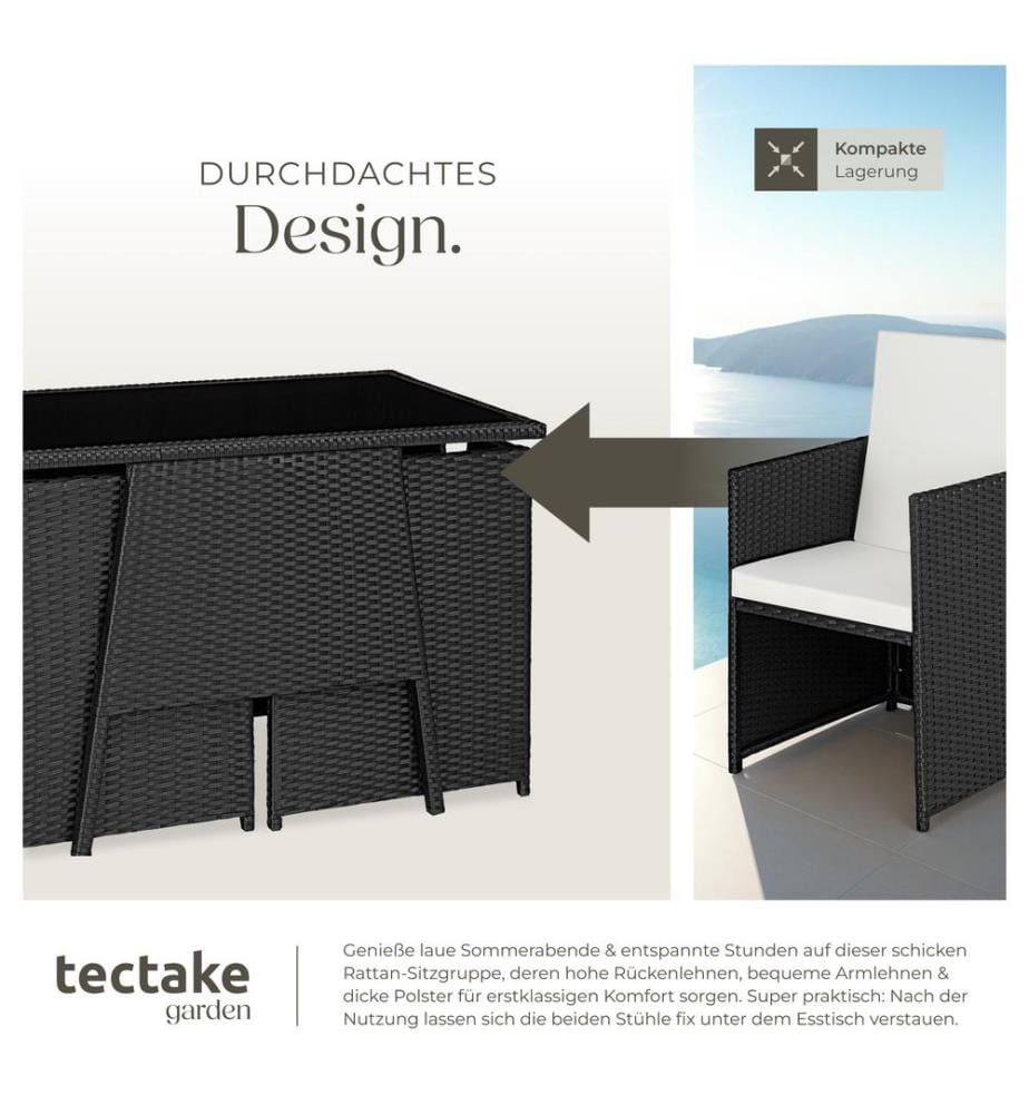 Rattan Sitzgruppe Lausanne 21 - schwarz | DeinDeal