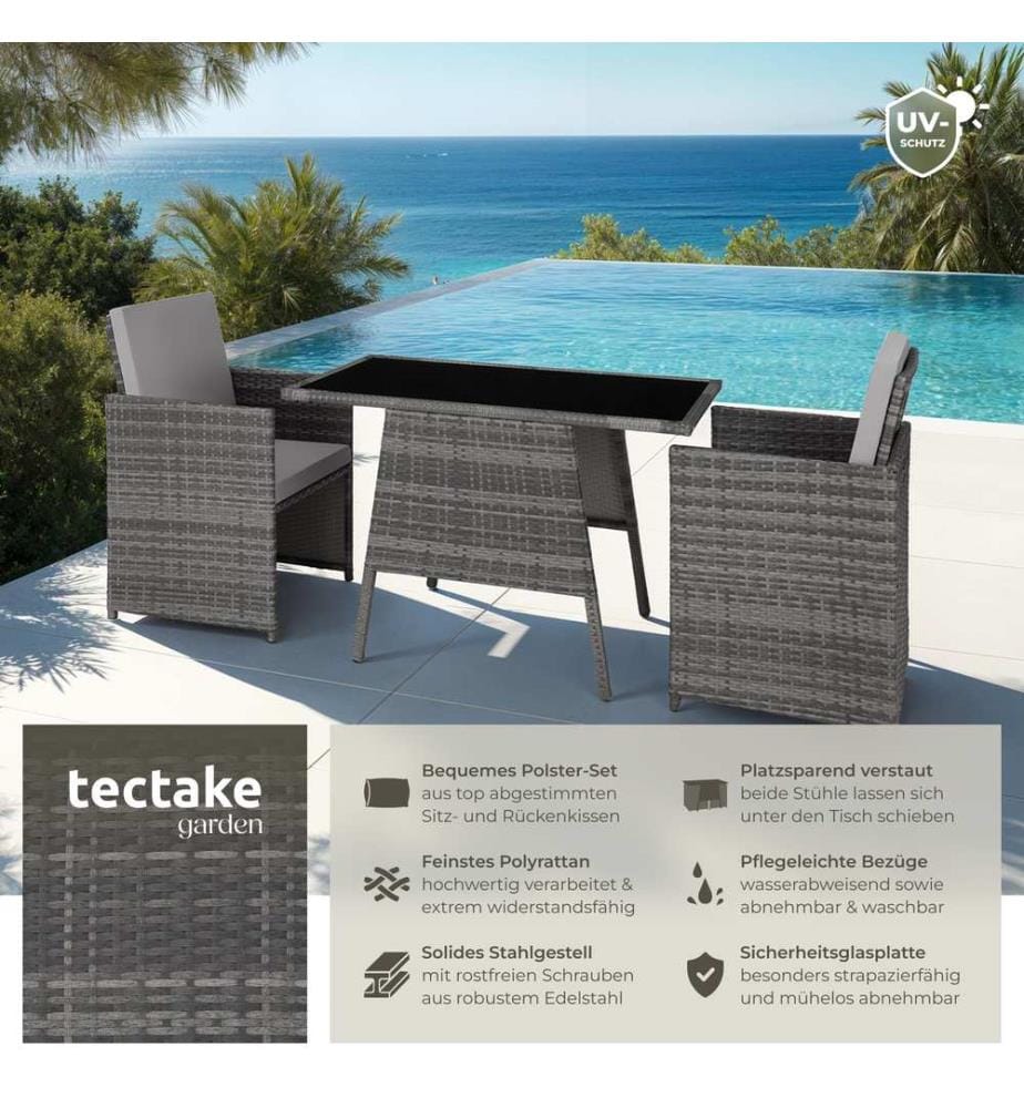 Rattan Sitzgruppe Lausanne 21 - grau | DeinDeal
