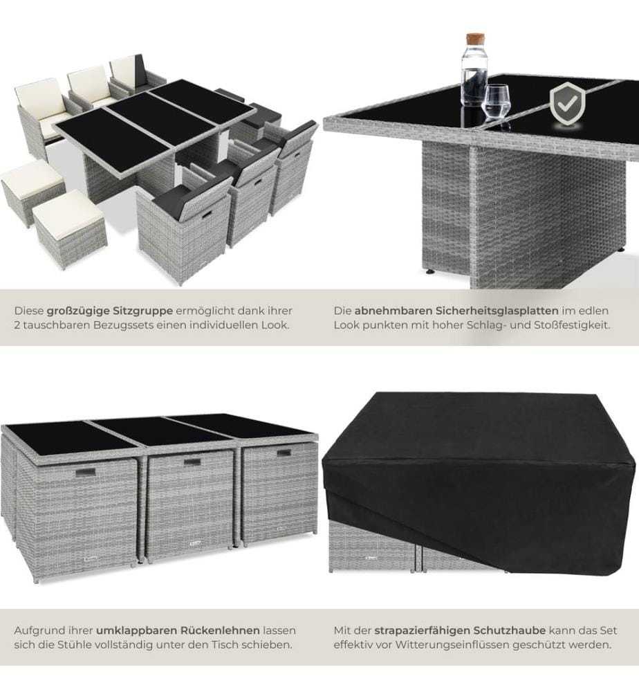 Aluminium Rattan Sitzgruppe New York 641 mit Sch… | DeinDeal