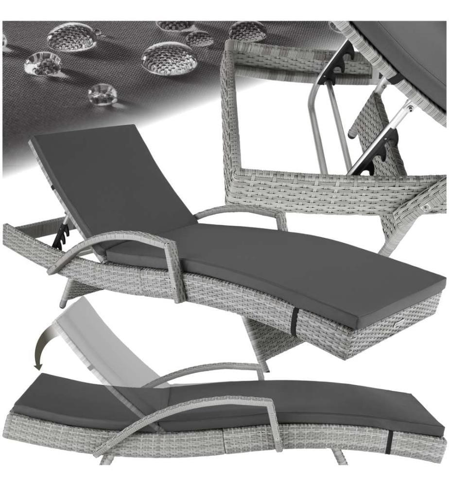 Aluminium Rattan Sonnenliege Océane - hellgrau | DeinDeal