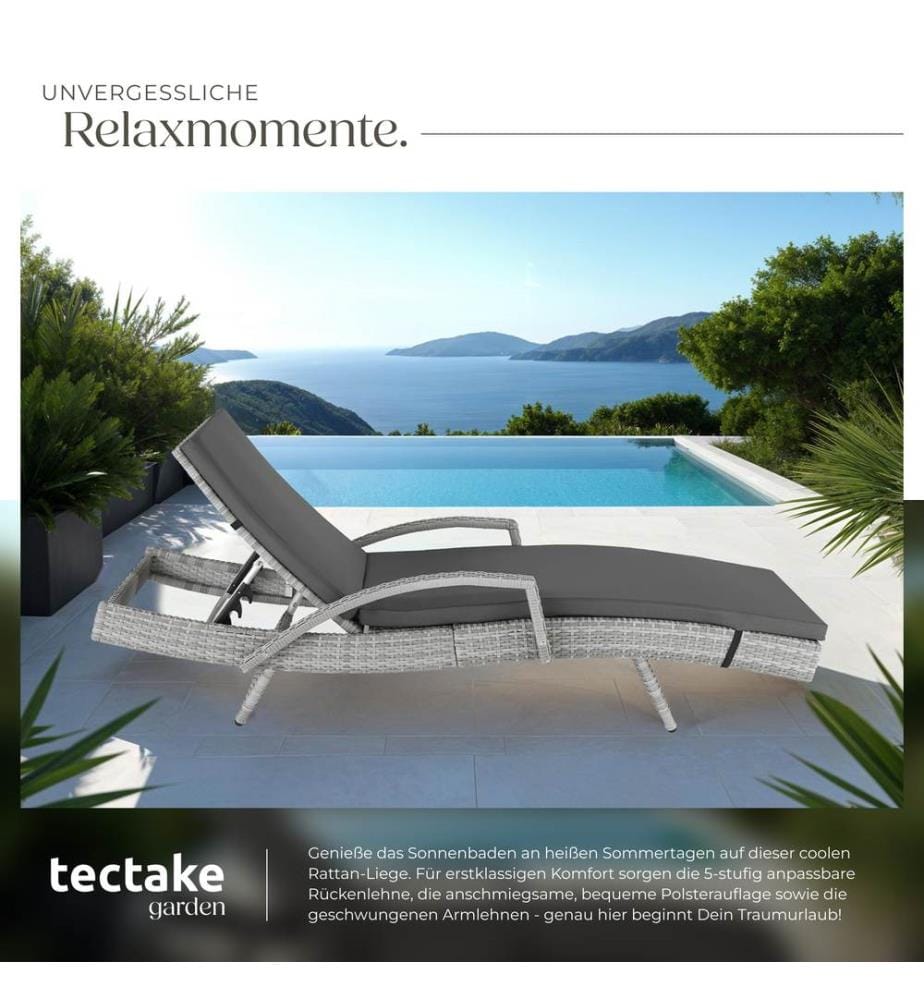 Aluminium Rattan Sonnenliege Océane - hellgrau | DeinDeal