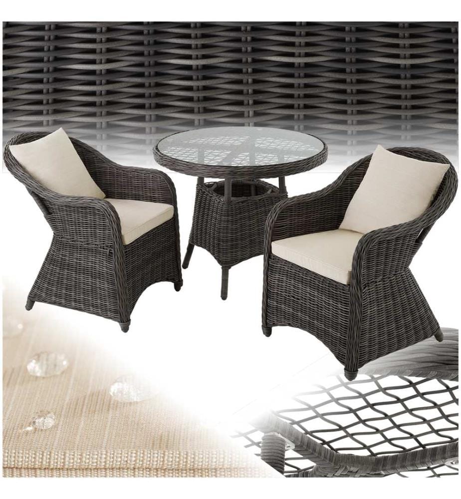 Aluminium Rattan Sitzgruppe Zürich 21 - grau | DeinDeal