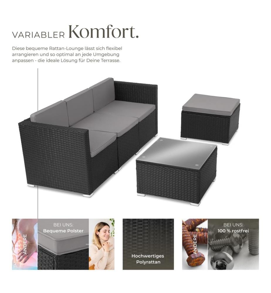 Rattan Lounge Lignano - schwarz | DeinDeal