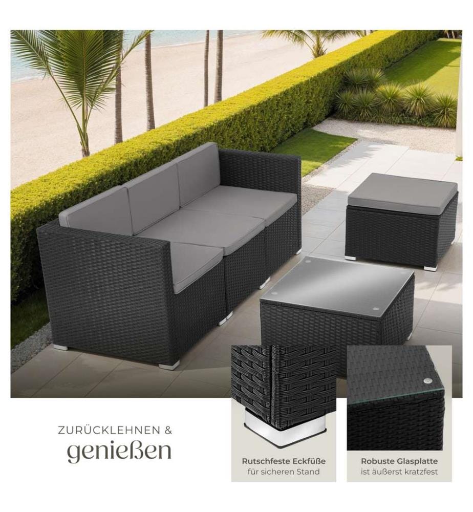 Rattan Lounge Lignano - schwarz | DeinDeal