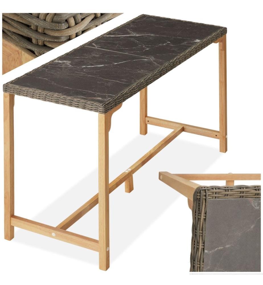 Rattan Bartisch Lovas 161x64,5x99,5 cm - natur | DeinDeal