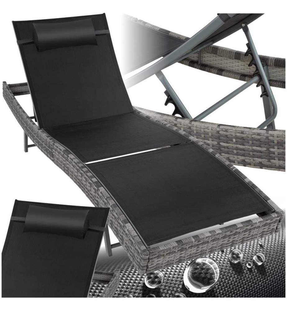 Rattan Sonnenliege Moana - grau-meliert | DeinDeal
