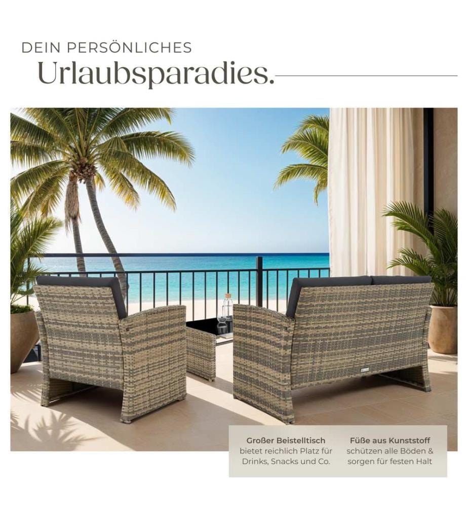 Rattan Lounge Jesolo - naturdunkelgrau | DeinDeal