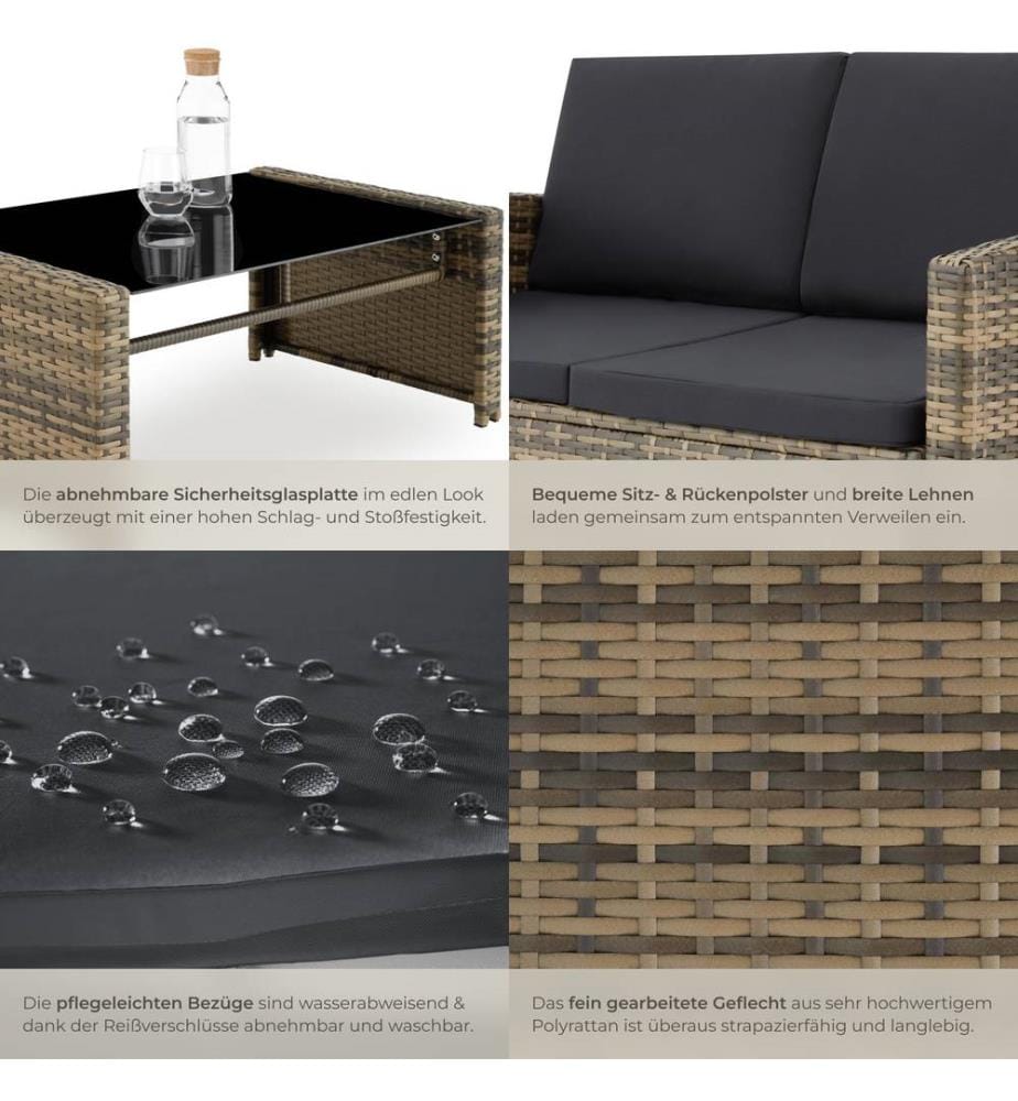 Rattan Lounge Jesolo - naturdunkelgrau | DeinDeal