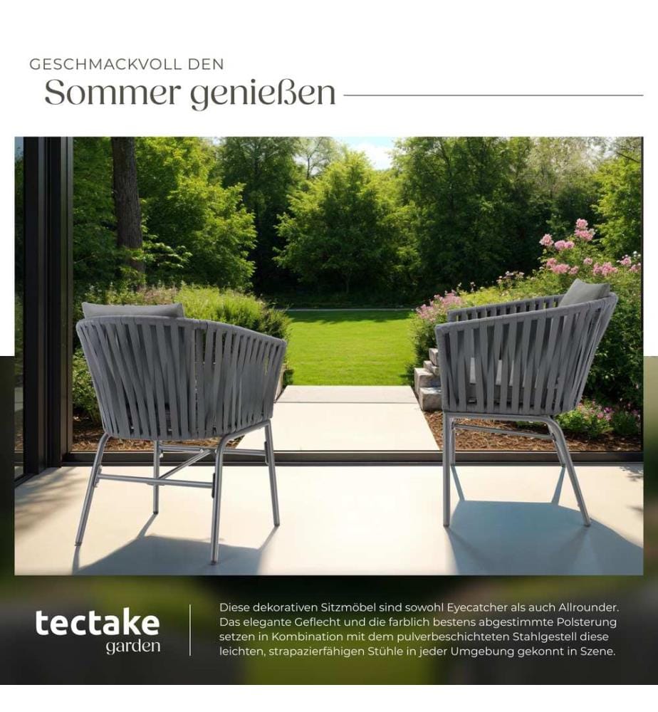 Stuhlset Valeiras im Rope-Design, dicke Polster,… | DeinDeal