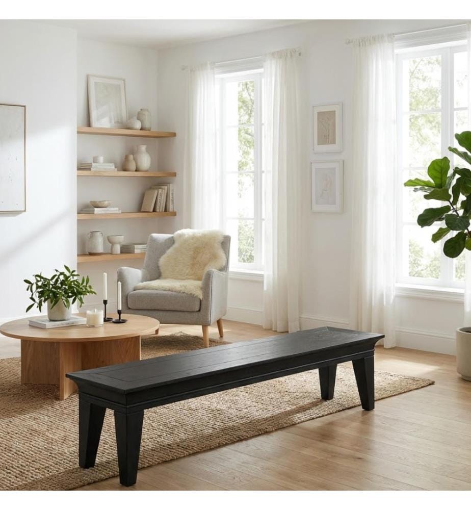 Stones Panca Mdf Bank 200x43x45 cm - Schwarz | DeinDeal