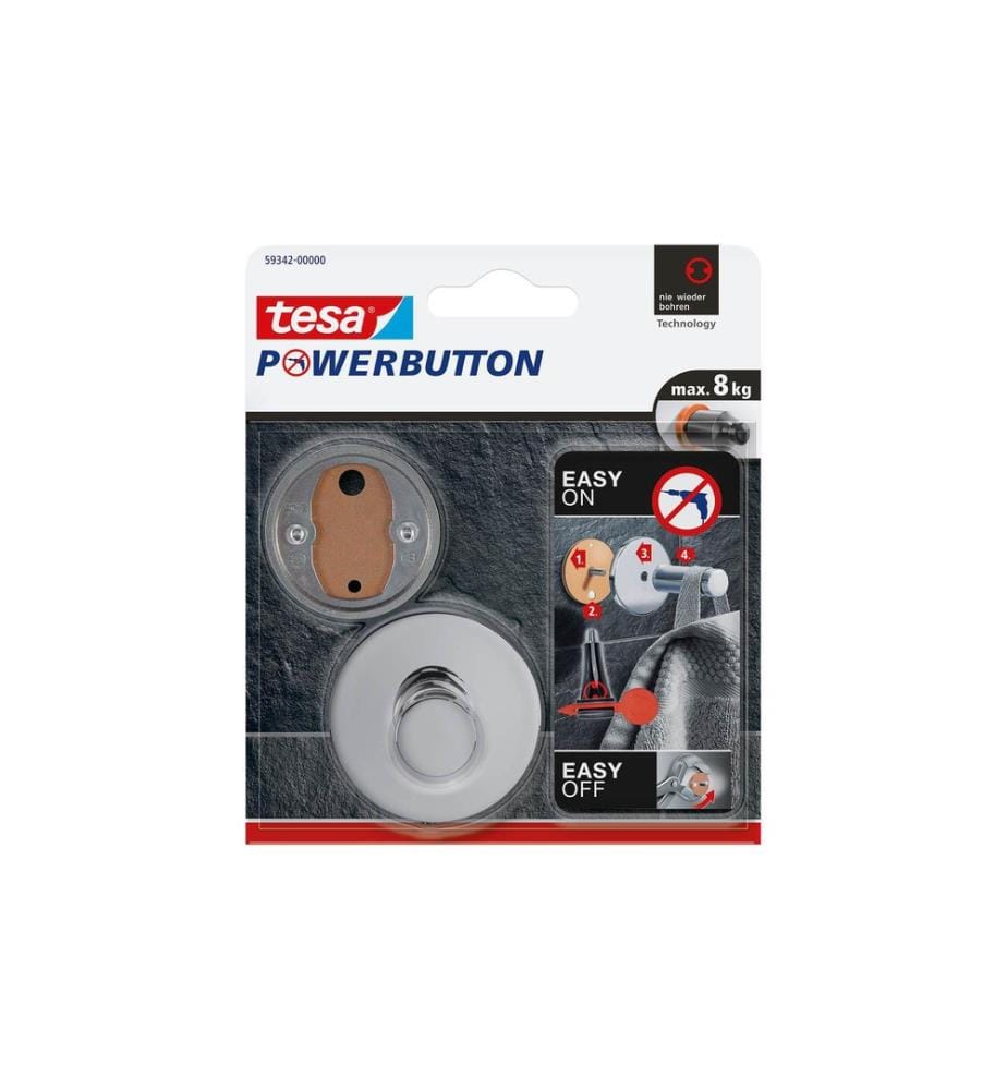 TESA - Haken Powerbutton Premium Chrom, 8 kg | DeinDeal
