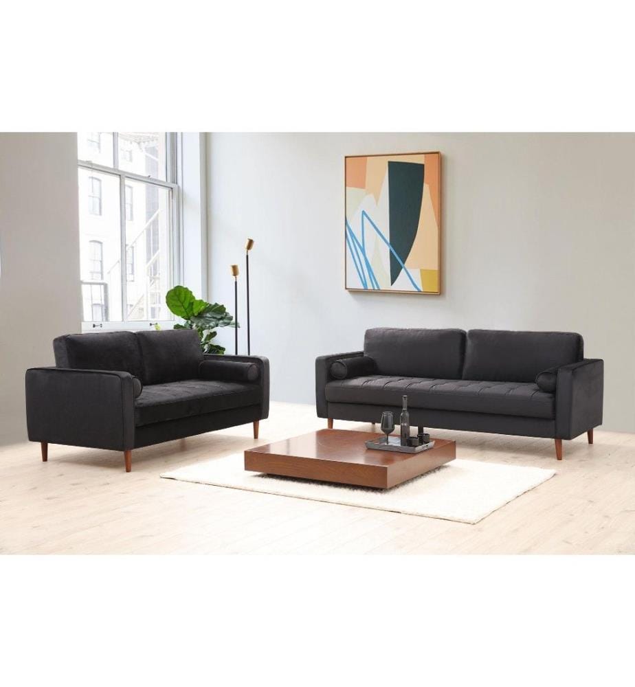 ATELIER DEL SOFA 2-Sitzer-Sofa, schwarz, Eiche, … | DeinDeal