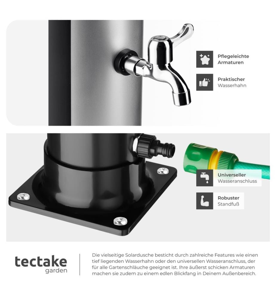 TecTake Solardusche Orinoco 40l - schwarzsilber | DeinDeal