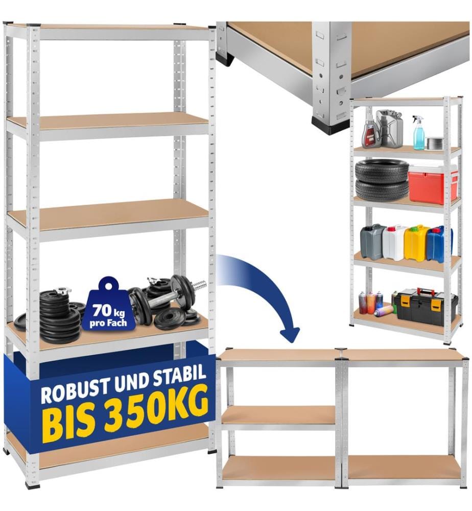 TecTake Schwerlastregal - 180 x 75 x 30 cm, 350 … | DeinDeal