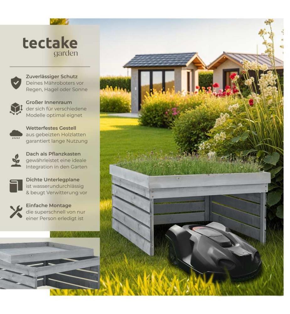 TecTake Rasenmäher-Roboter-Garage Hortus, Holz, … | DeinDeal