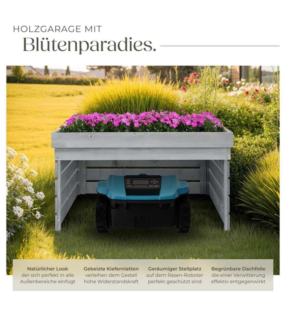 TecTake Rasenmäher-Roboter-Garage Hortus, Holz, … | DeinDeal