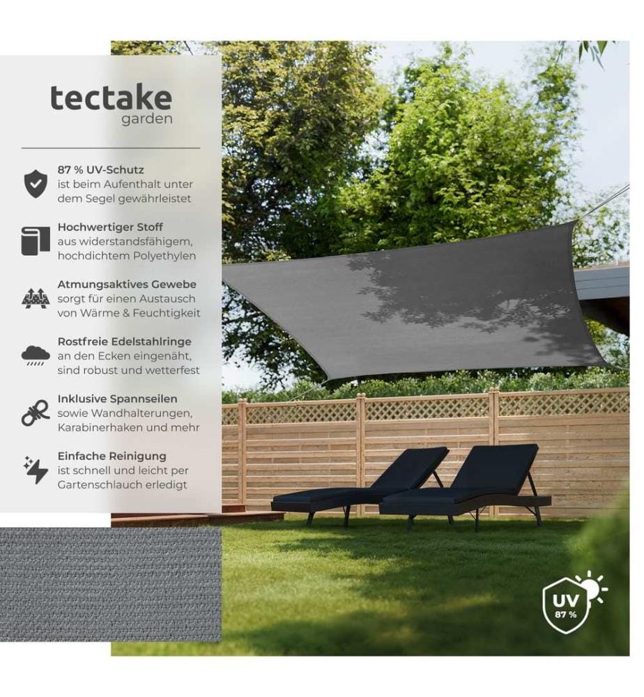 TecTake Sonnensegel Sunny, wetterfestes HDPE-Mat… | DeinDeal