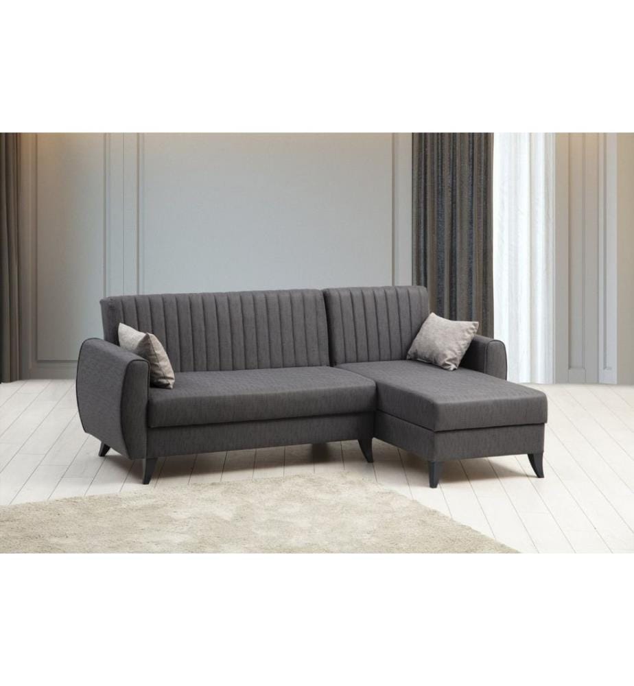 Hanah Home Alkon Eck-Schlafsofa - Dunkelgrau | DeinDeal