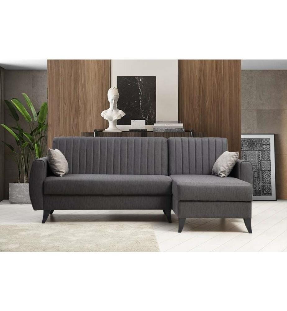 Hanah Home Alkon Eck-Schlafsofa - Dunkelgrau | DeinDeal