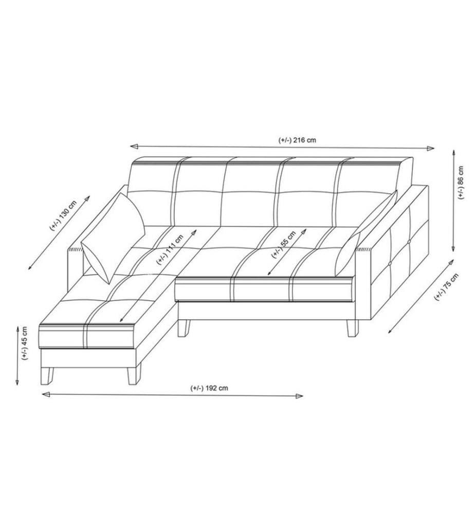 Hanah Home Alkon Eck-Schlafsofa - Dunkelgrau | DeinDeal