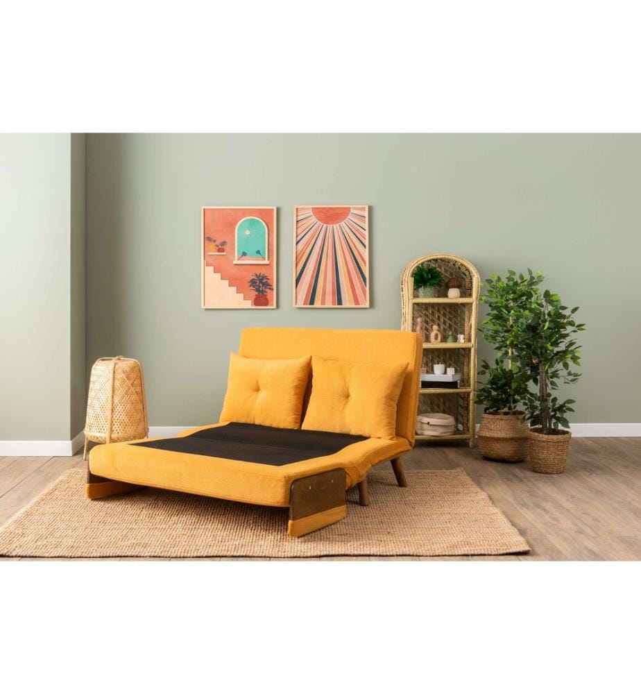 Hanah Home 2-Sitzer-Schlafsofa Cosmo - Senf | DeinDeal