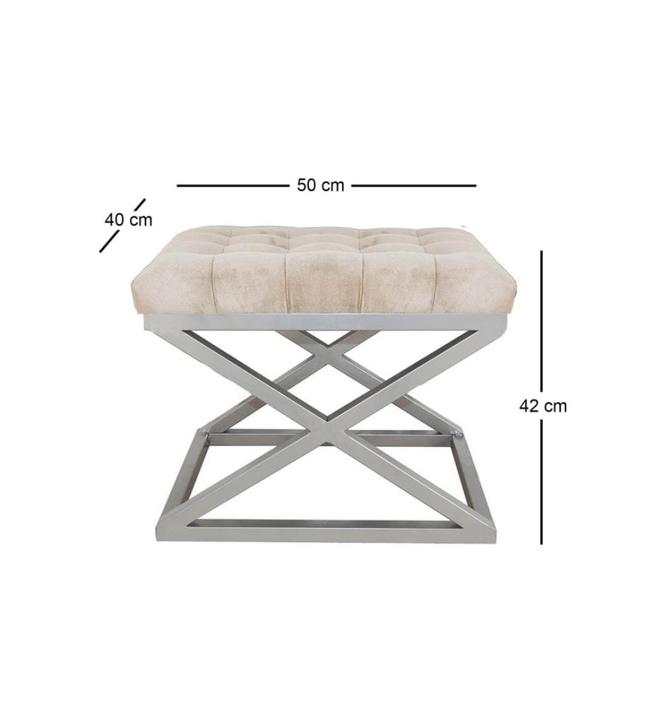Hanah Home Capraz Pouf - Silber und Creme | DeinDeal