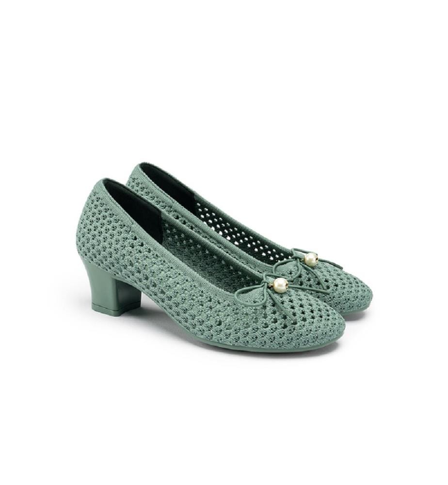 Malove MZ Pearl Bow Pumps aus Mesh - Grün | DeinDeal