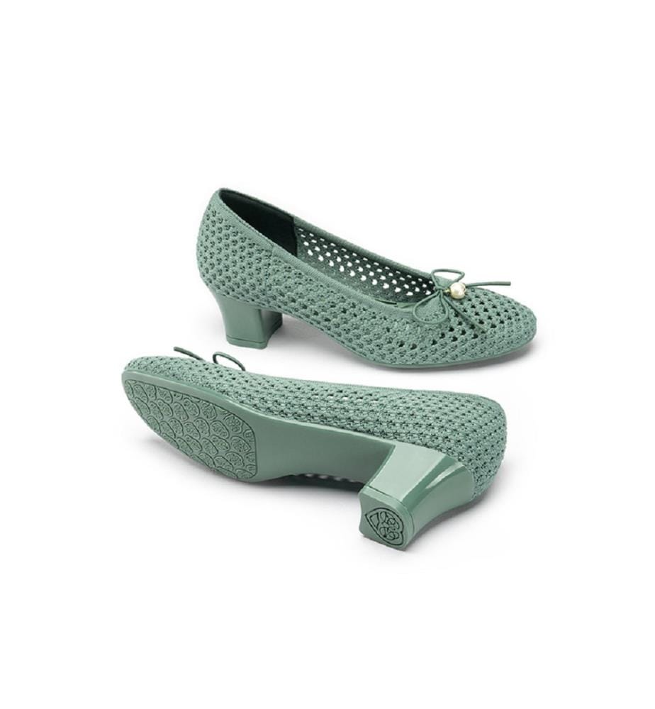 Malove MZ Pearl Bow Pumps aus Mesh - Grün | DeinDeal