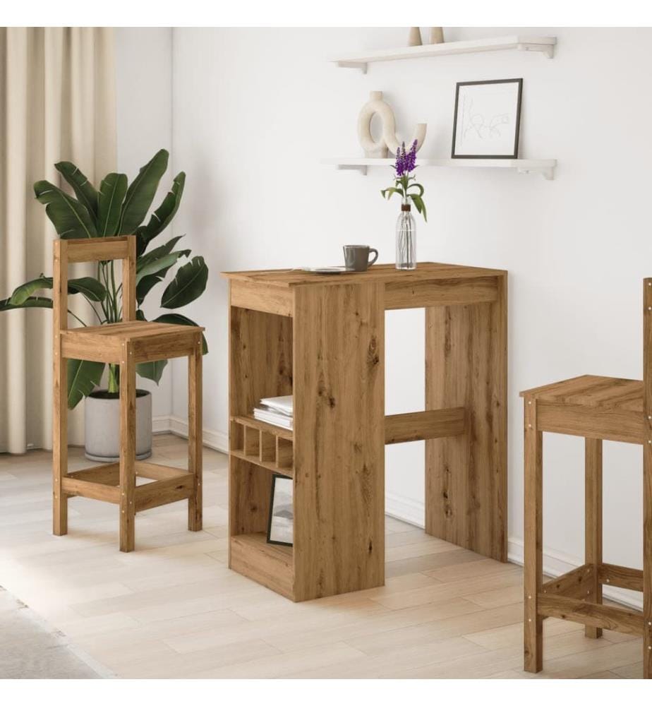 Table de bar avec étagères chêne artisanal bois … | DeinDeal