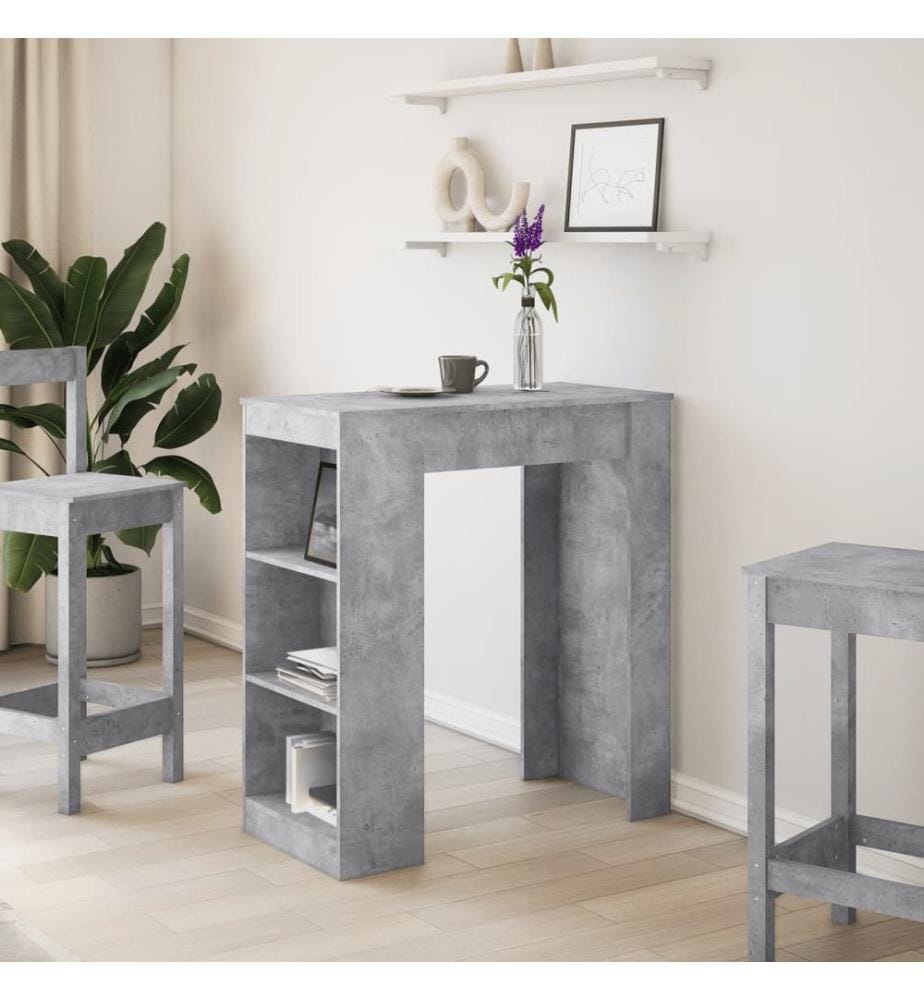 Table de bar avec étagères gris béton bois d'ing… | DeinDeal